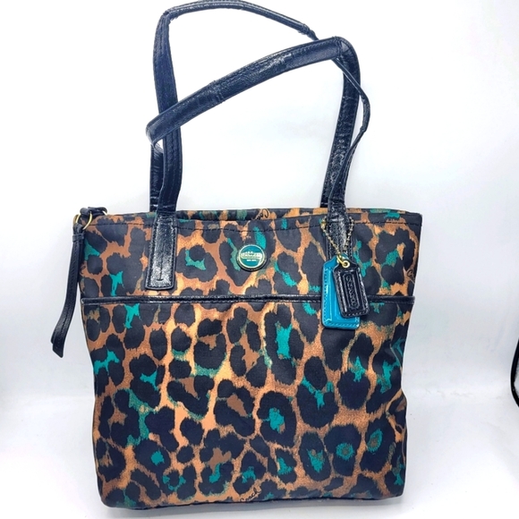 Coach | Bags | Coach Ocelot Leopard Animal Print Tote Bag In Black Jade ...